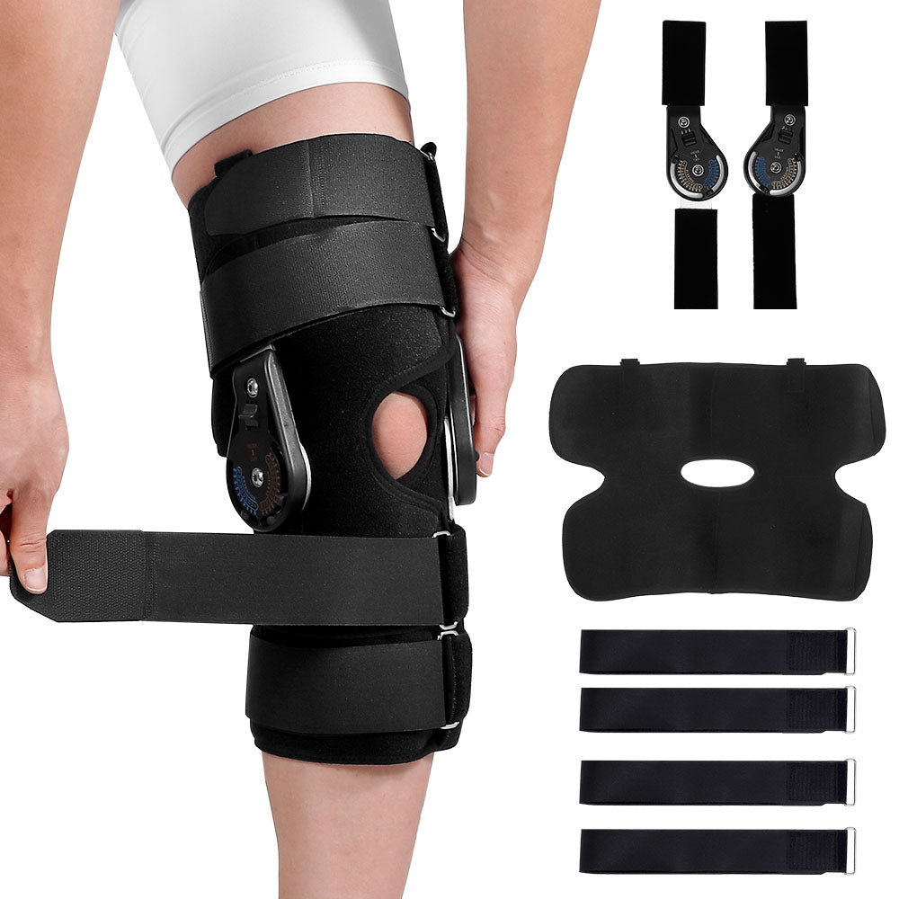Hinged Knee Brace with Side Locking Dials for Patella Protection - Fivali